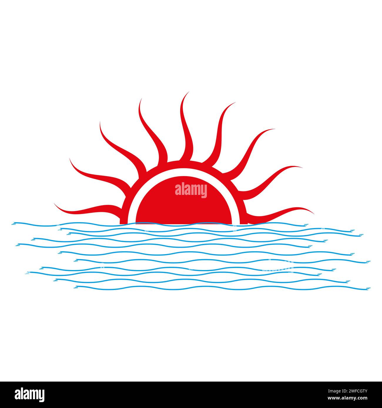 red sun river. Beach holiday. Vector illustration. Stock image. EPS 10 ...