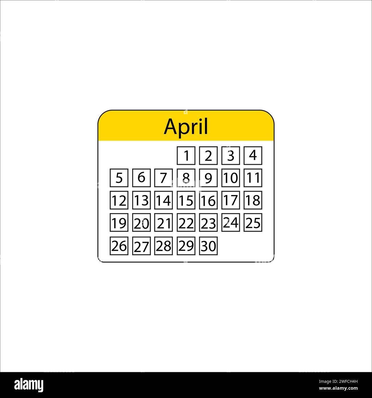 April calendar. Modern layout template for print design. Vector ...