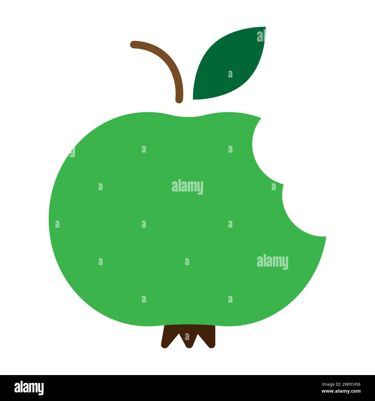 Green bitten apple. Realistic icon with bitten apple. Natural organic ...