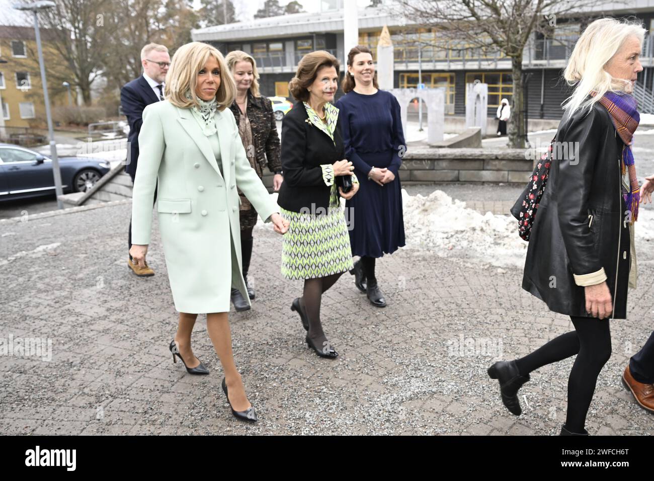 Queen Silvia and Mrs Brigitte Macron visit Rinkebyskolan, in Stockholm ...
