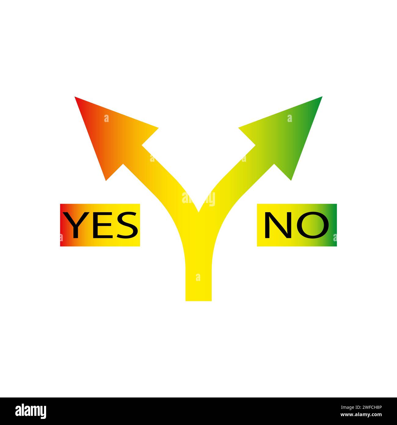 Colorful two arrows yes no. Cross symbol. Message tag. Vector ...