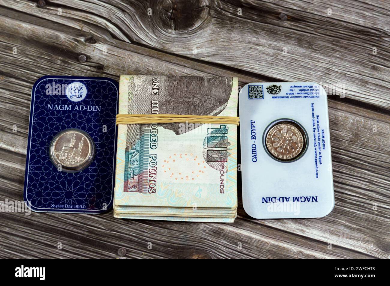 Cairo, Egypt, January 29 2024: Egyptian pounds money cash banknotes ...