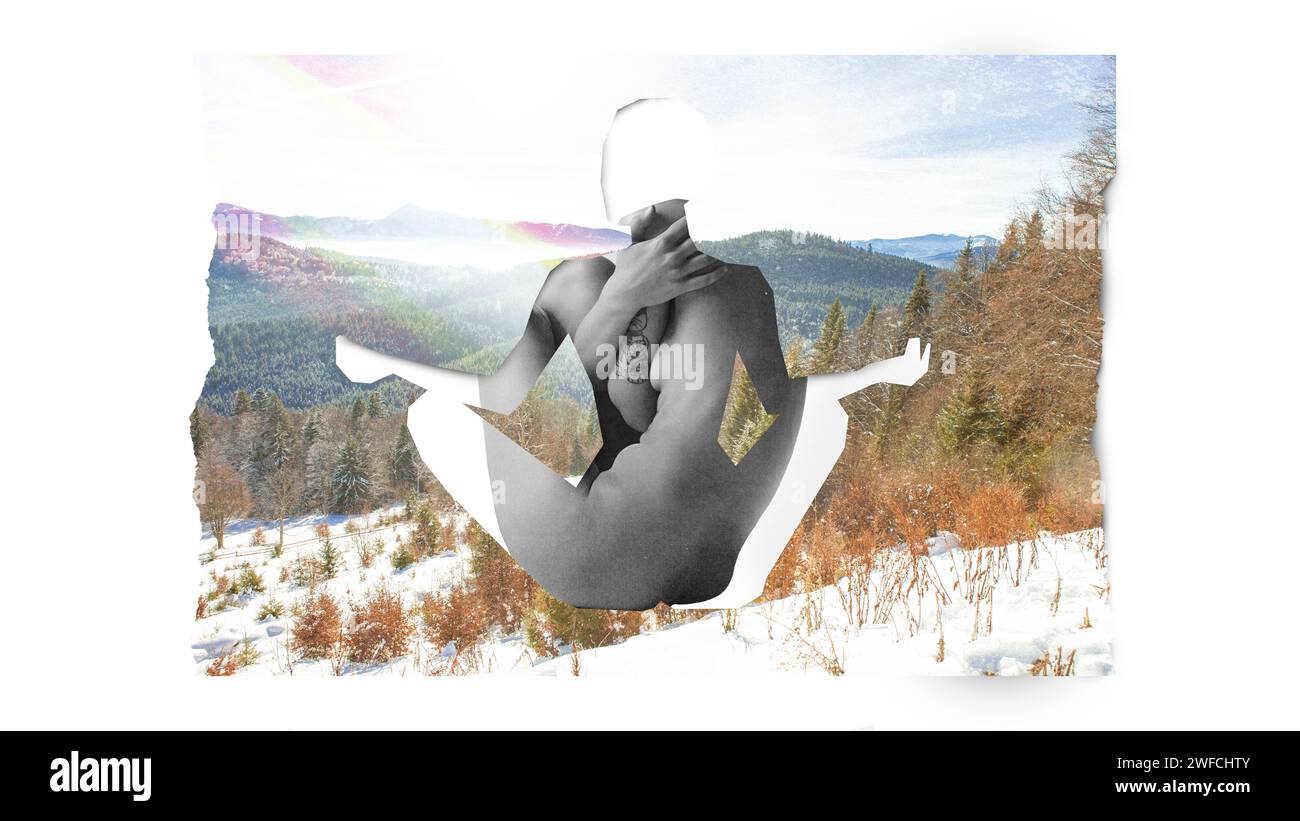 Wellness, balance and health care promotion. Silhouette of female body ...