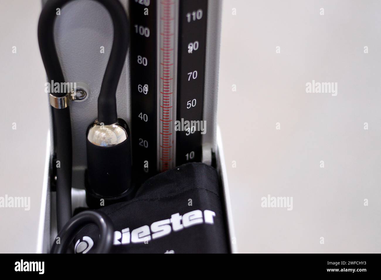 Cairo, Egypt, January 20 2024: Riester blood pressure monitor gauge ...