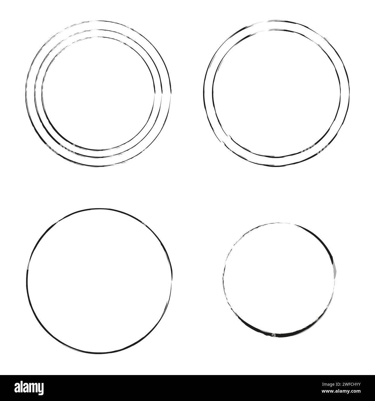 Circle frame set. Design element. Different grunge frame shapes. stock ...