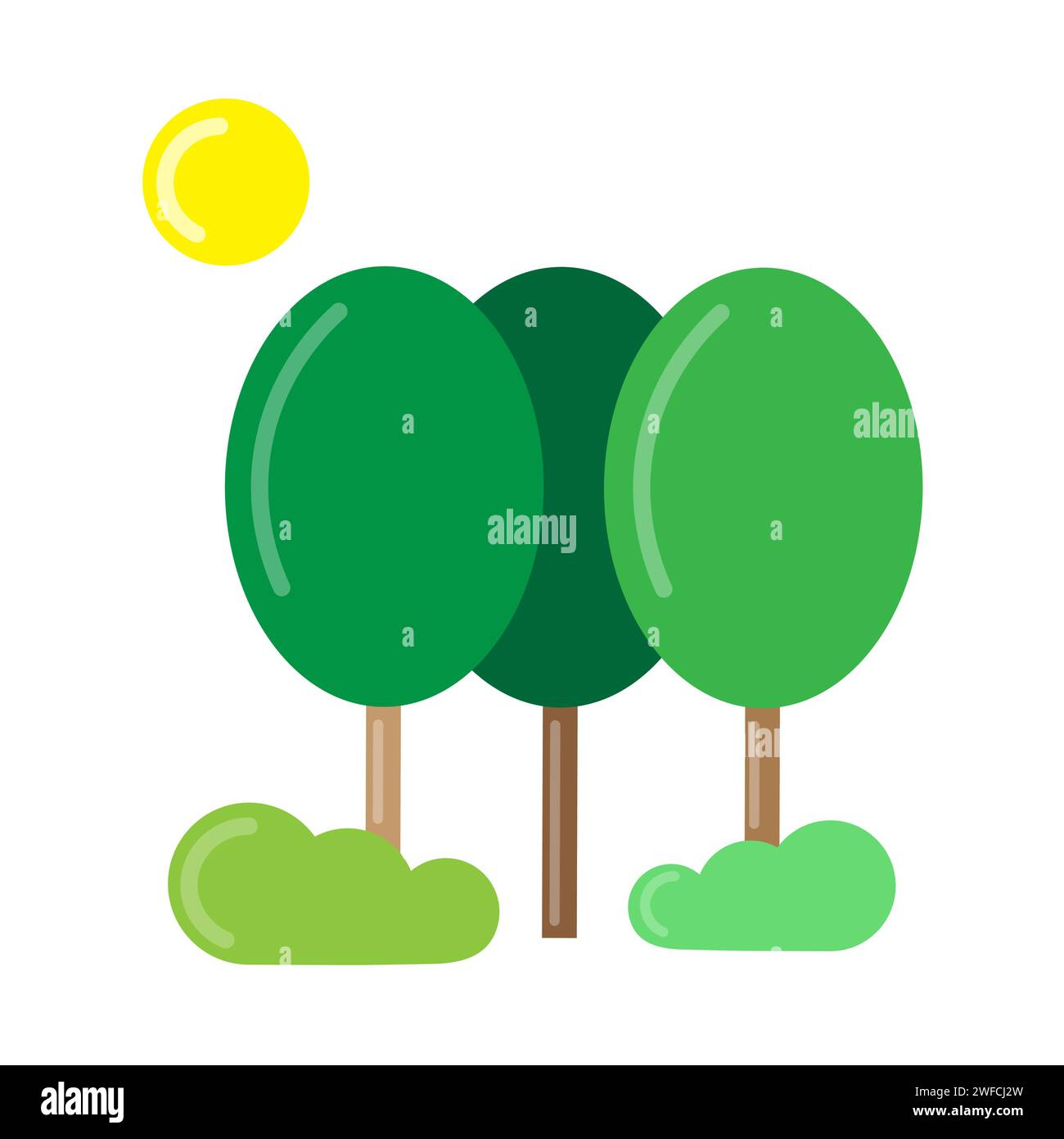 Abstract cartoon trees or illustration. Forest landscape. Ecology ...