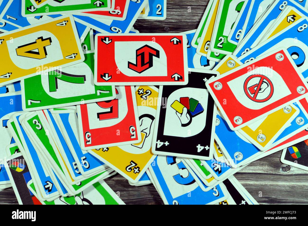 Cairo, Egypt, January 23 2024: UNO card game, a proprietary American ...