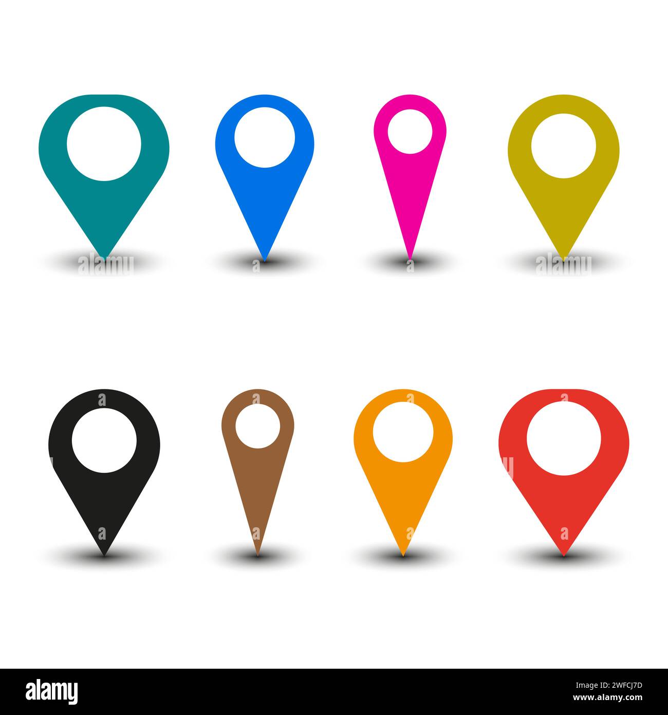 multicolored pins. Graphic element. Locate pin gps map. Vector illustration. Stock image. EPS 10 ...