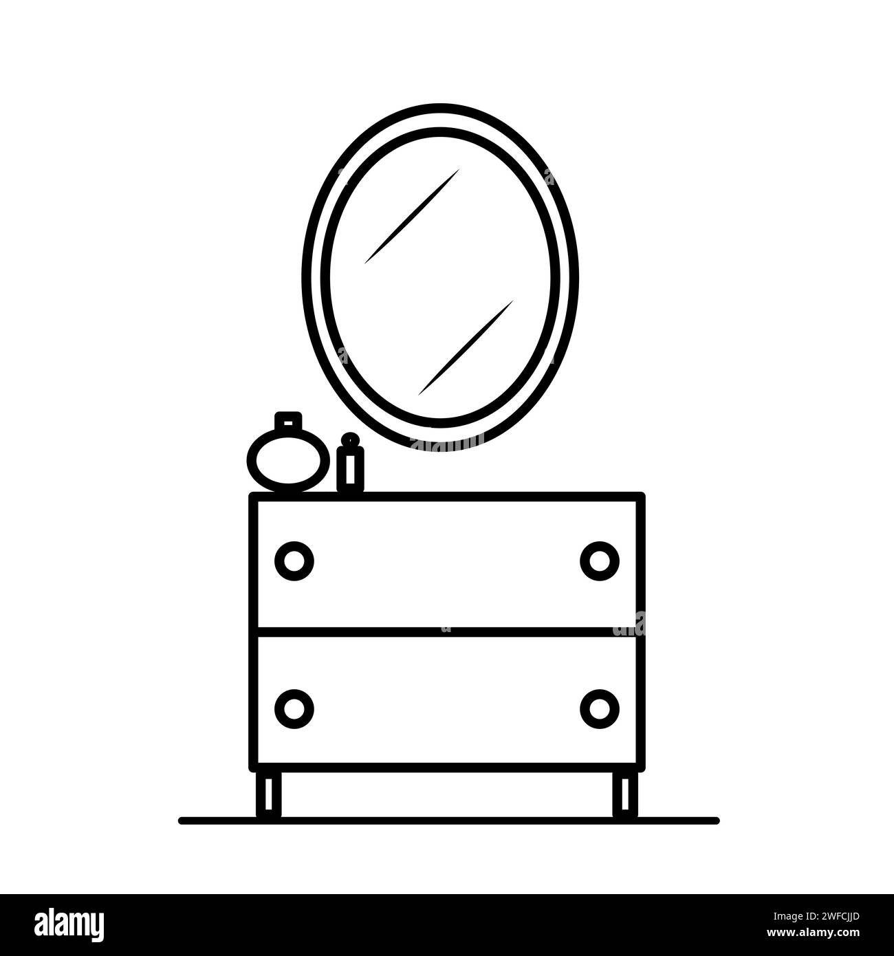 Modern chest of drawers mirror. Vintage retro design. Vector ...