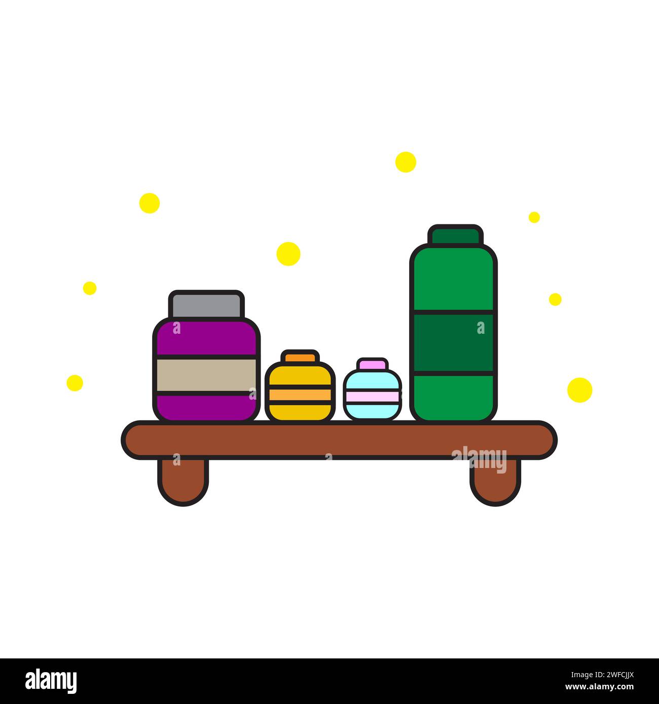 colorful bottles shelf. Cartoon style. Liquid color background design ...