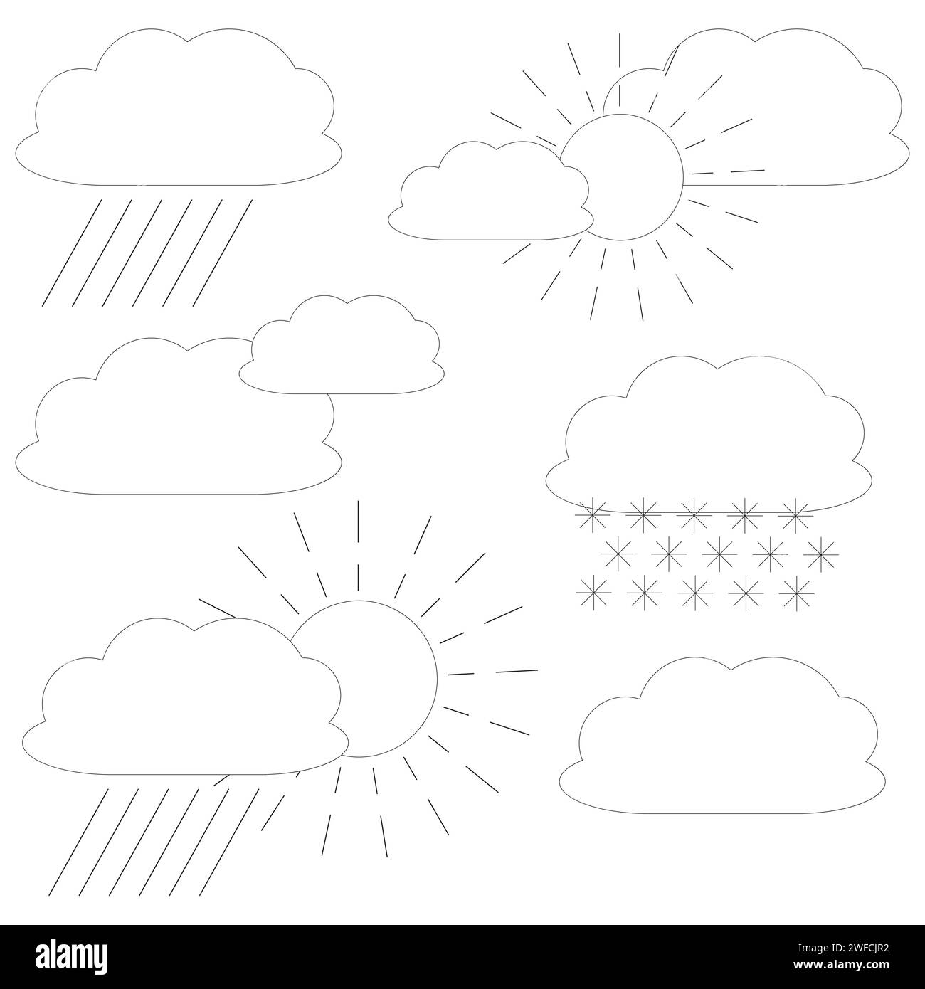 Different weather icons. Overcast sky, rainy day. Icon set cloud ...