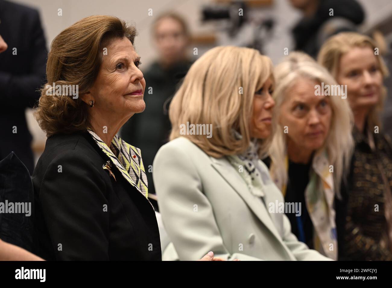 Queen Silvia and Mrs Brigitte Macron visit Rinkebyskolan, in Stockholm ...