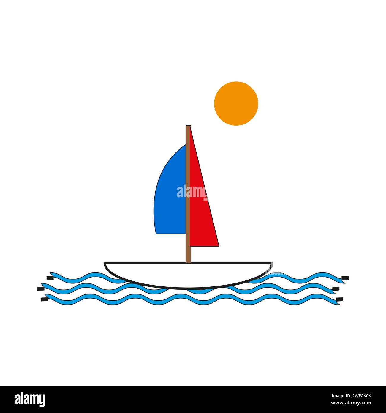 Drawing sea ship. Paper art drawing sea boat. Summer vacation. Vector illustration. stock image ...