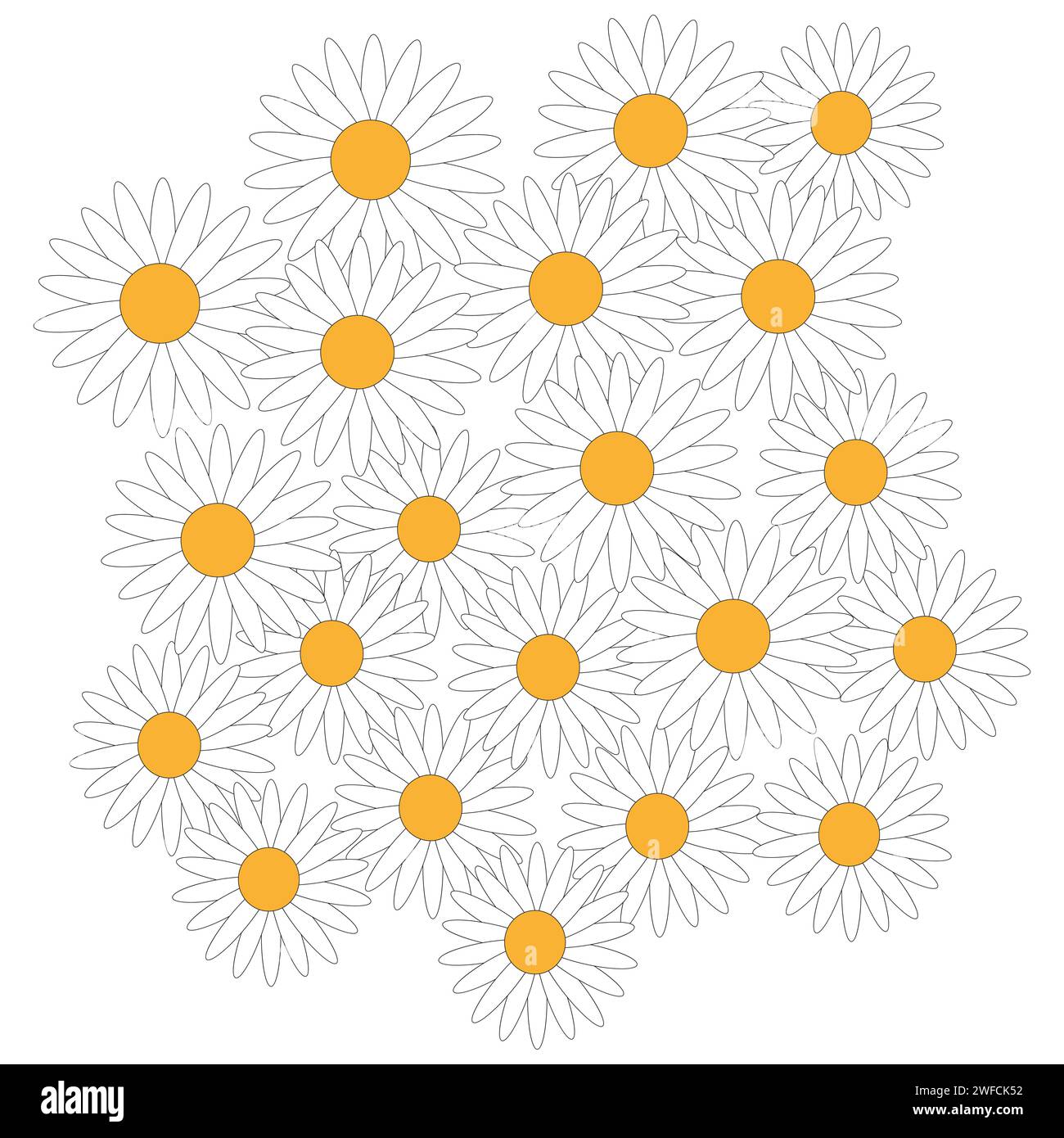 Chamomile pattern in doodle style. Spring decoration. Flower pattern ...