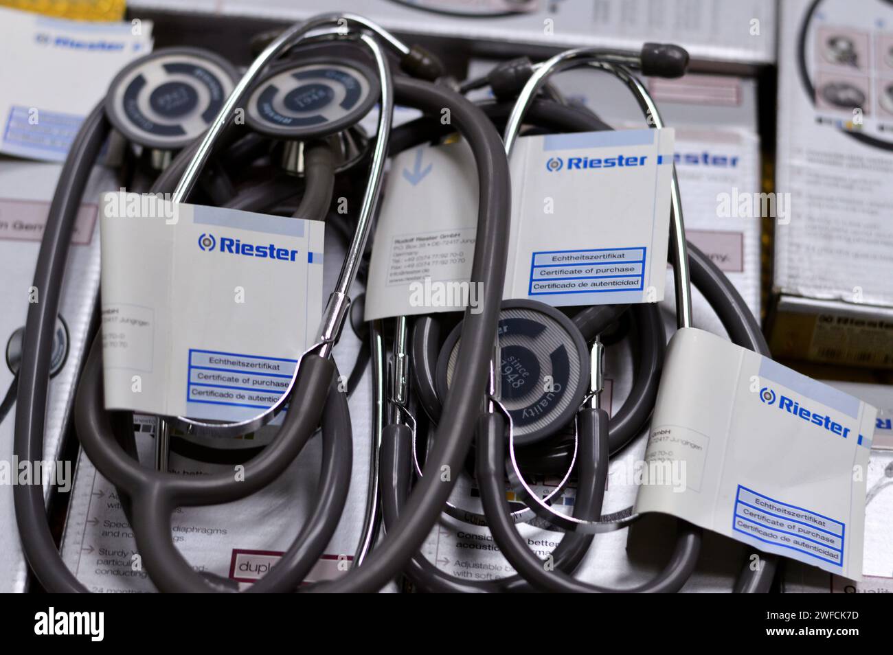 Cairo, Egypt, January 20 2024: Riester's classic stethoscope, for use ...