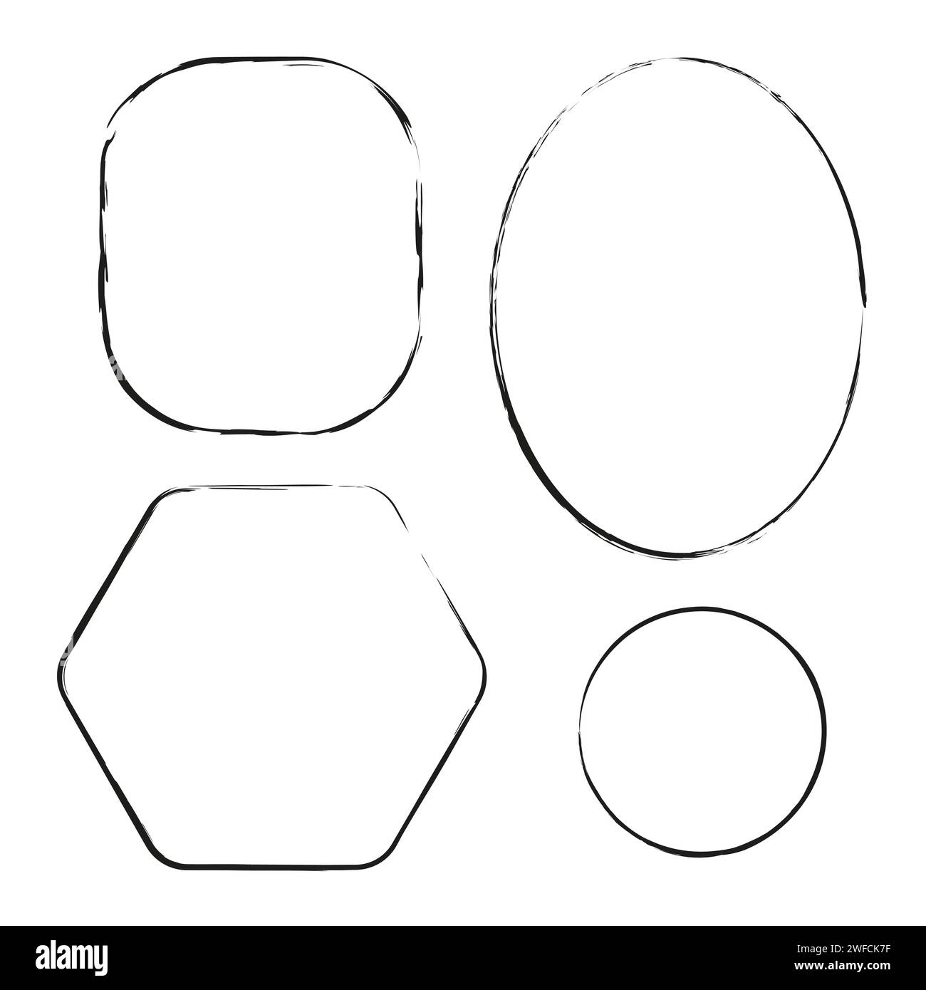 Black different grunge frame shapes. Line art. Art collection. Vector ...
