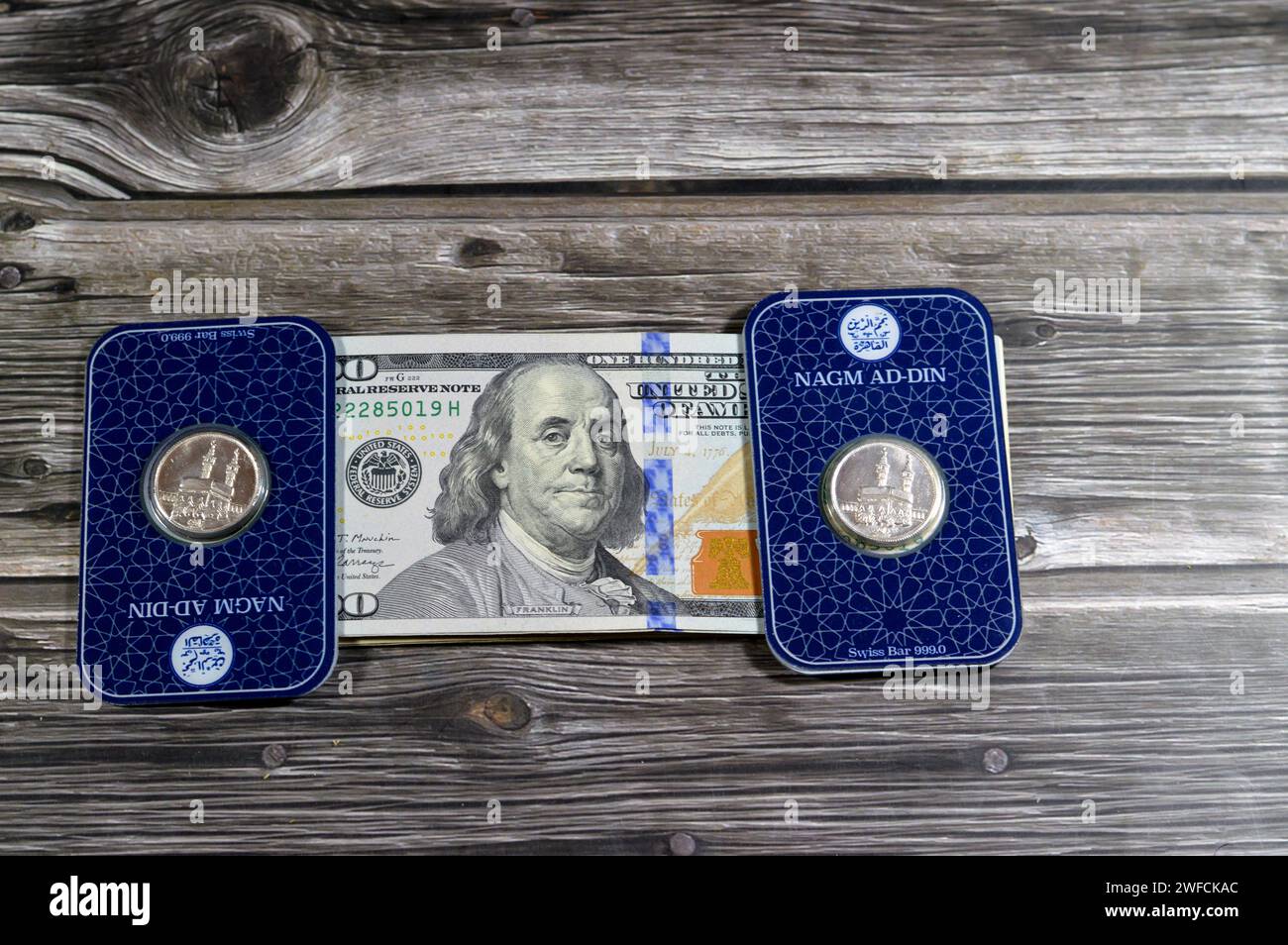 Cairo, Egypt, January 29 2024: USD American money dollars cash with ...