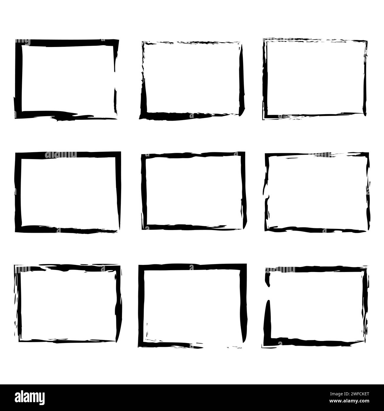 black brush rectangular frames. Shape background. Brush texture. Vector illustration. Stock ...