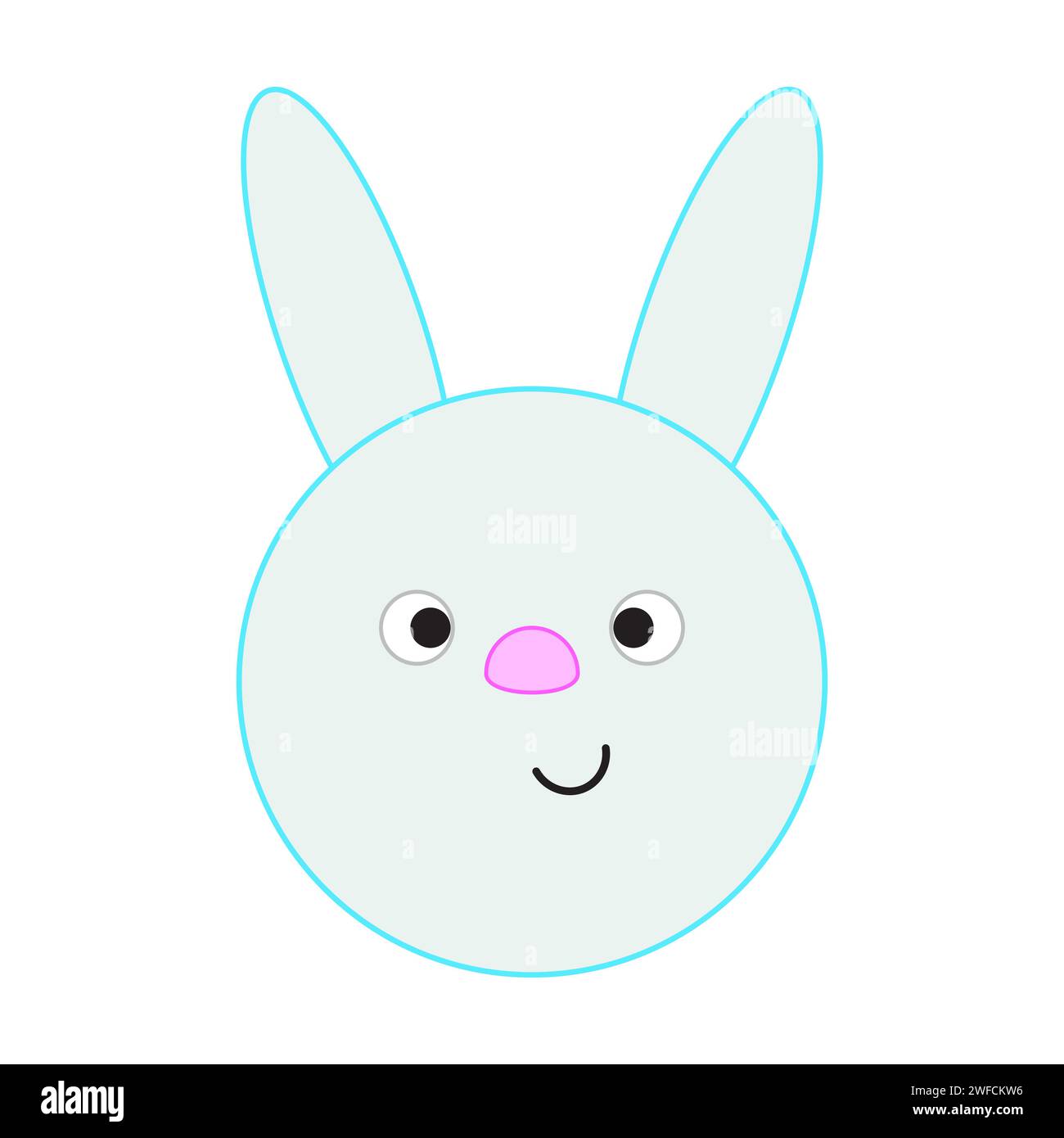 cartoon rabbit muzzle on white background. Cute cartoon kawaii baby ...