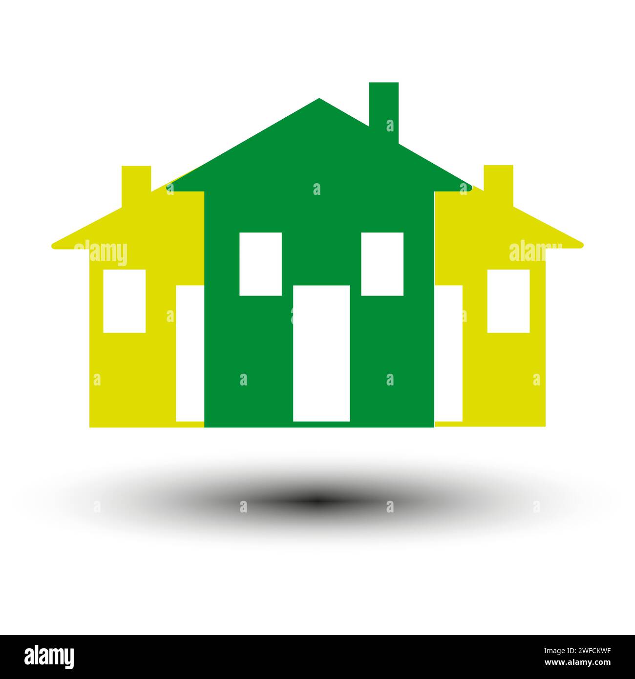 Colorful three houses color icon. Business banner. Vector illustration ...