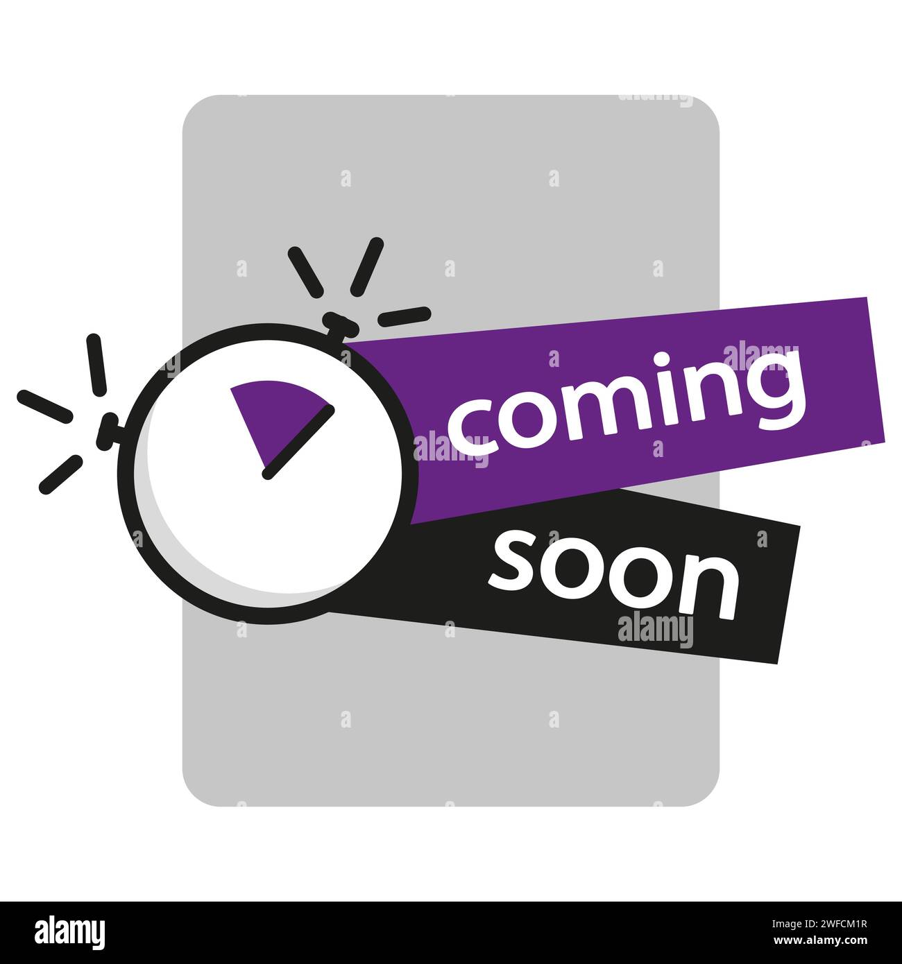 Banner coming soon. Promotion banner, web poster. Time clock. Vector ...