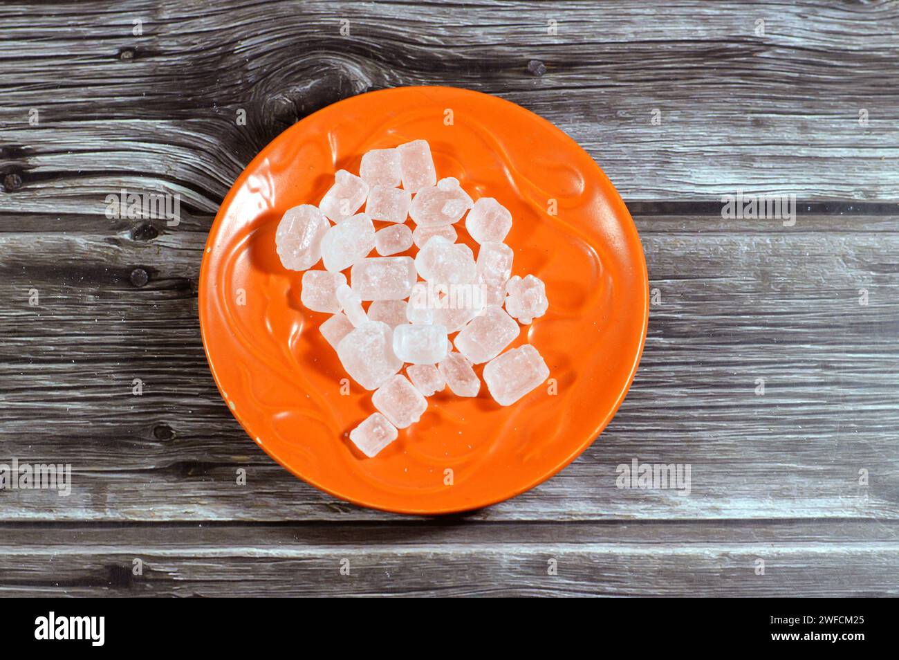 pile of rock crystal sugar candy lumps, a type of confection composed ...