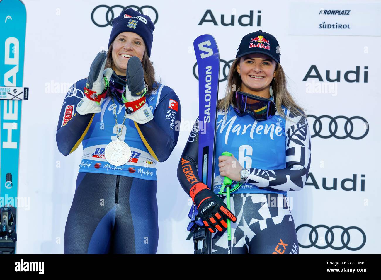 Second placed New Zealand's Alice Robinson, right, and Sweden's Sara ...