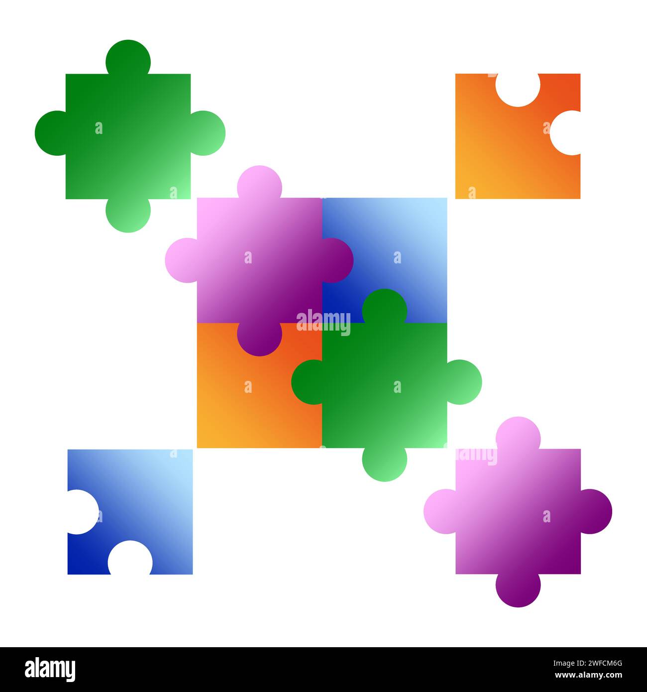 colored puzzles. Business team symbol. Vector illustration. Stock image ...