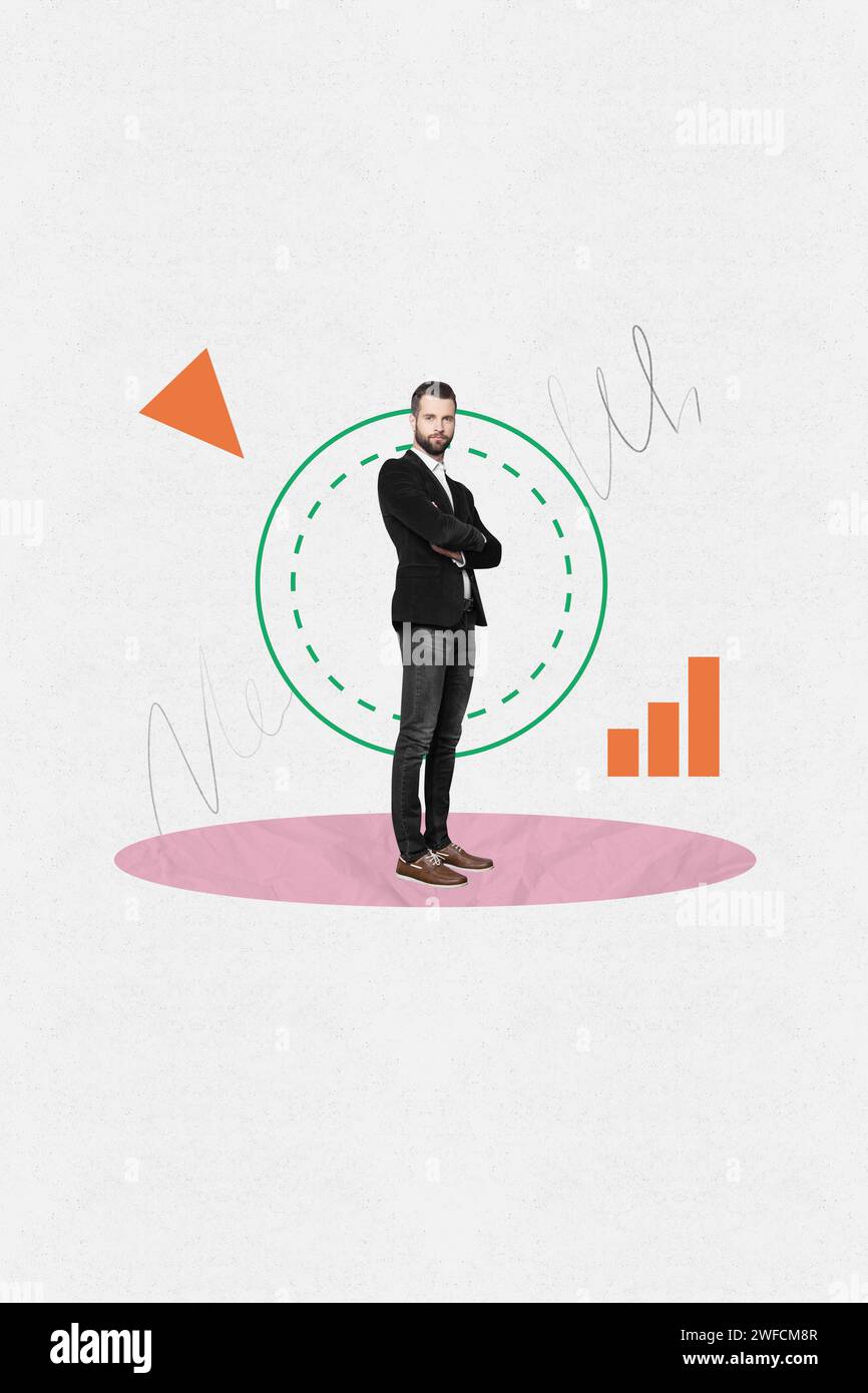 Vertical collage picture illustration attractive beautiful young man ...