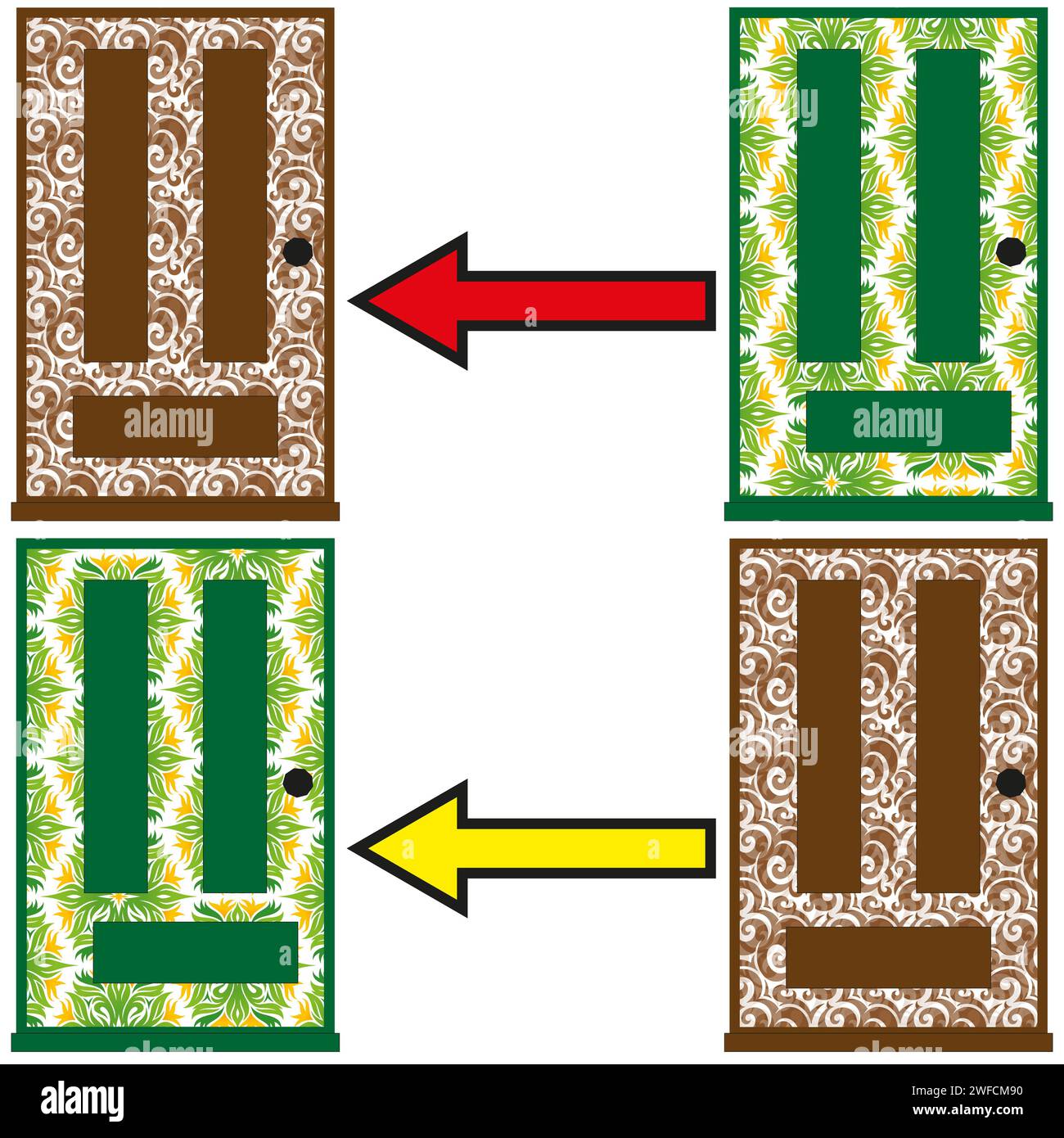 Colorful doors in cartoon style. Vector illustration. stock image. EPS ...