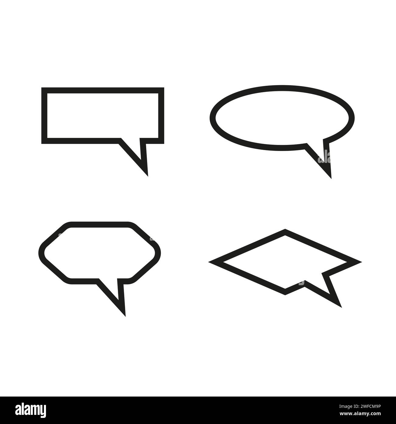 Message icons empty set in flat style. Chat icon set. Speak icon. Dialog, chat speech bubble ...