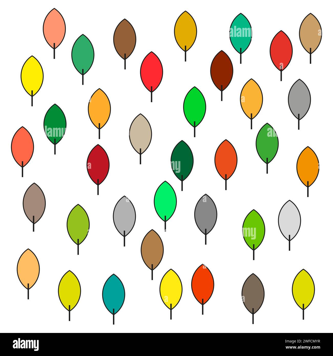 botanical print. simple leaf tree. Vector illustration. Stock image ...