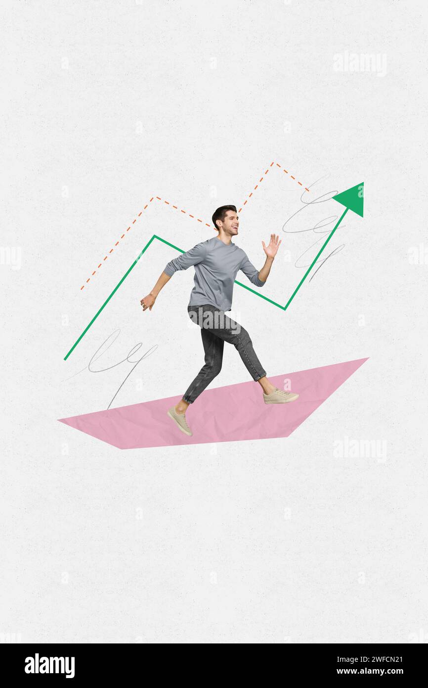 Vertical creative collage poster banner young man freelancer worker ...