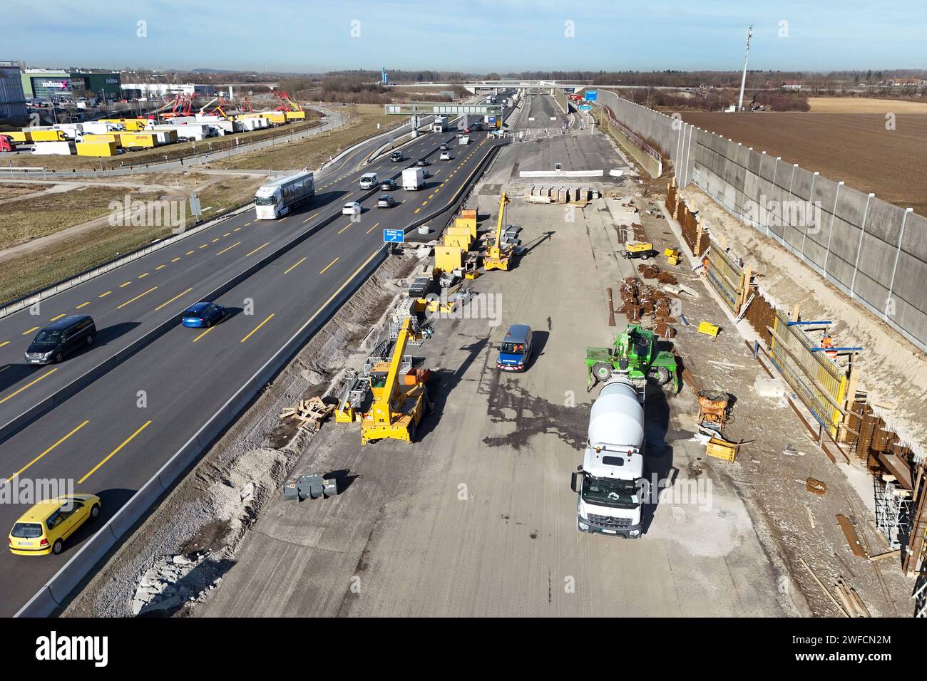 Autobahnausbau derr A99 bei Aschheim im Landkreis iMuenchen ...