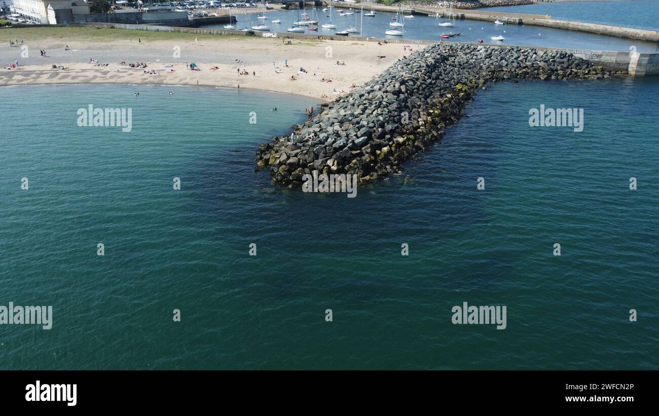 An amazing aerial view of Bray beach in Co. Wicklow, Ireland on a ...