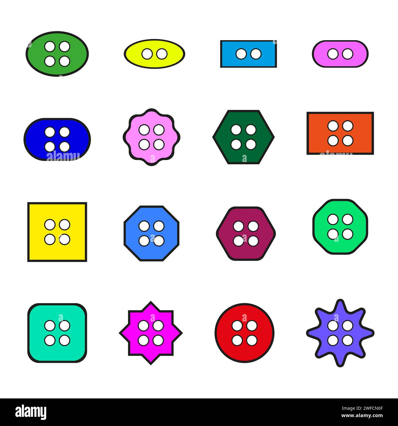 set colored clothing buttons. Cartoon set clothing buttons. Vector ...