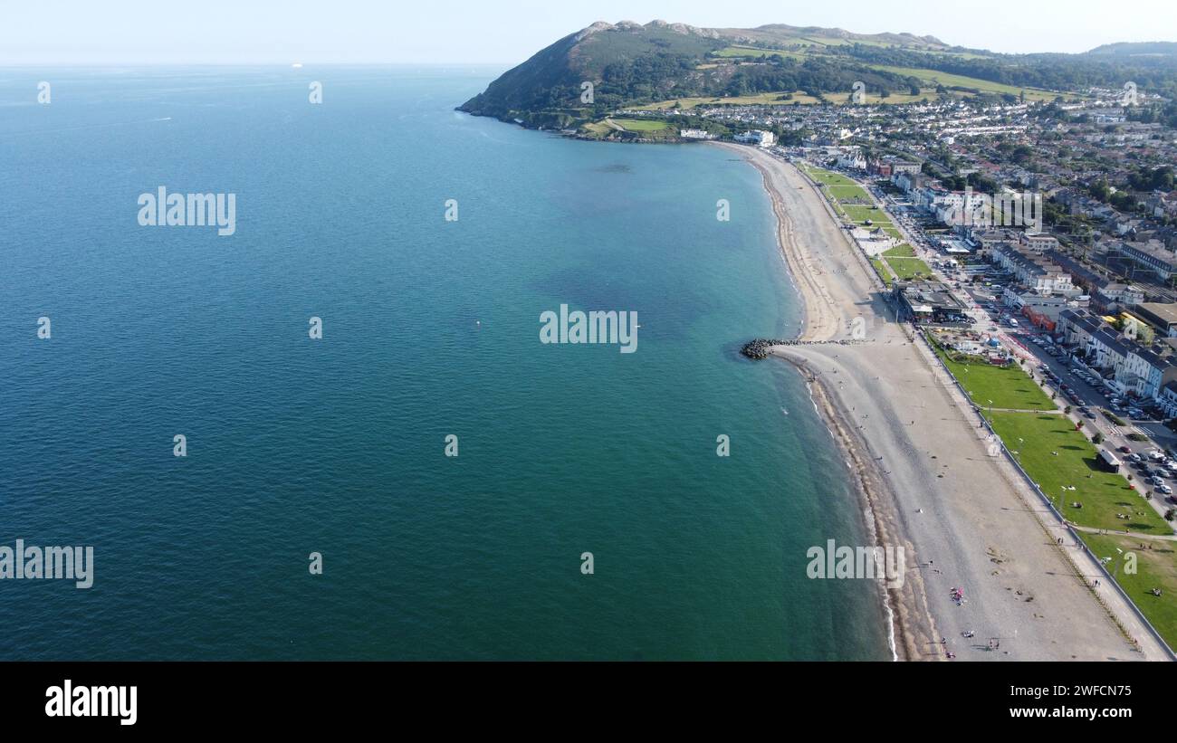 An amazing aerial view of Bray beach in Co. Wicklow, Ireland on a ...