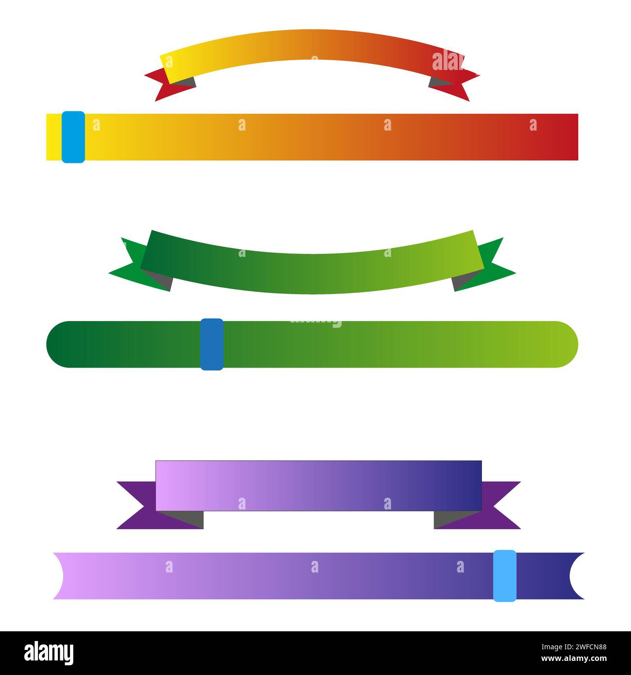 Retro colored ribbons pennants. Funny line frame ribbon. Vector ...