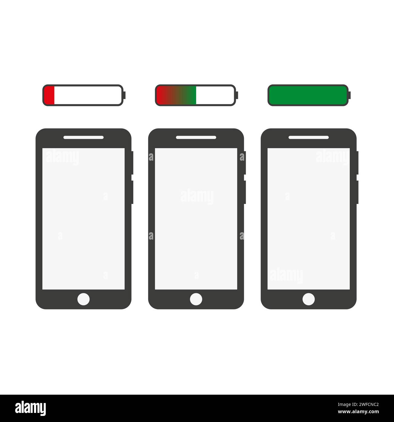 mobile phones charge set. Modern technology. Digital technology. Vector illustration. EPS 10 ...
