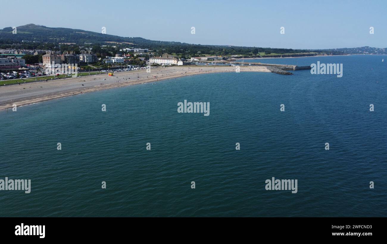 An amazing aerial view of Bray beach in Co. Wicklow, Ireland on a ...