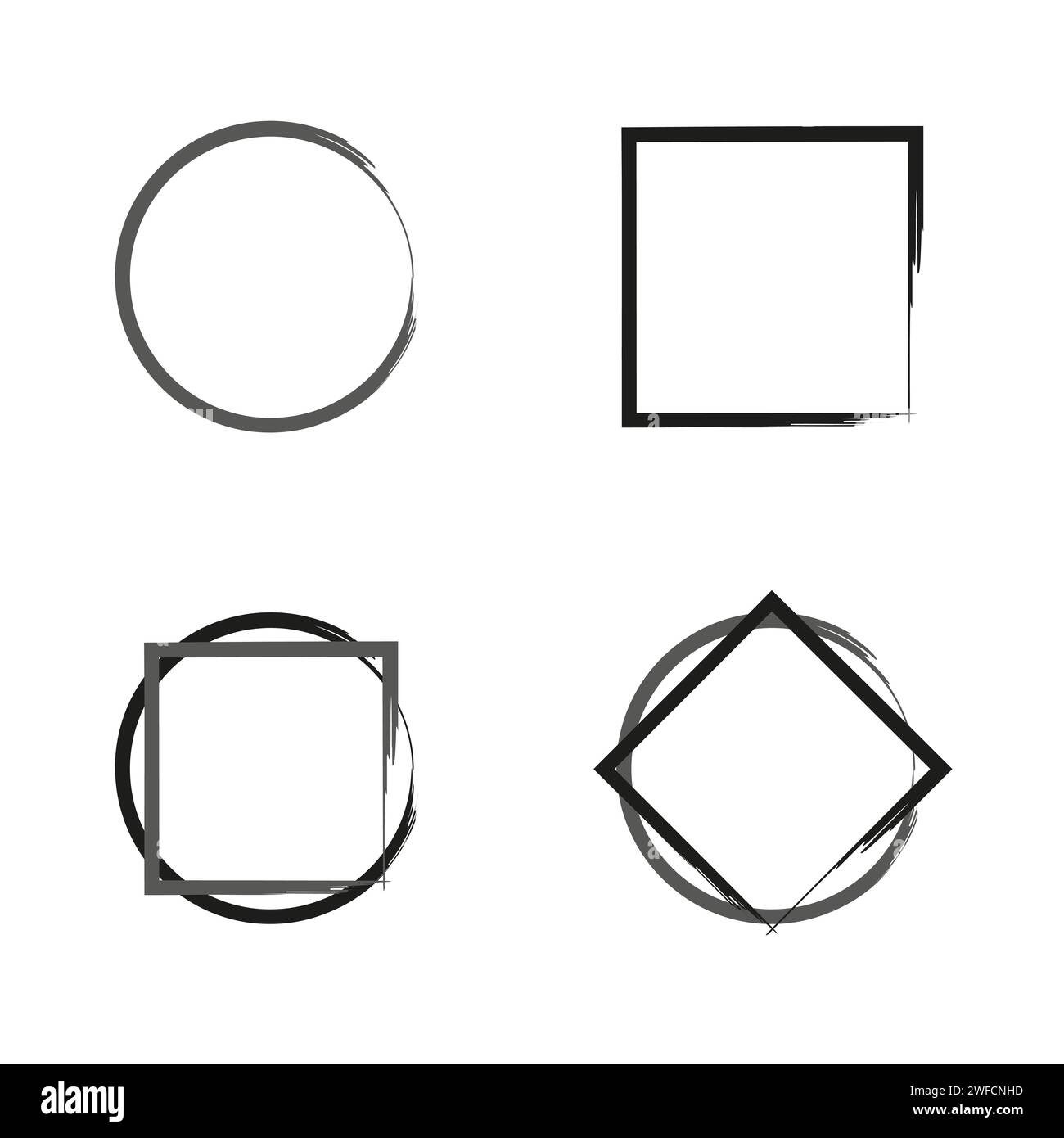 Line art shapes brush geometric. Brush texture. Hand drawn set. Vector ...