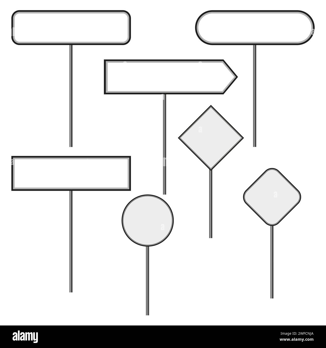 Empty road signs icons. Empty highway. Vector illustration. EPS 10 ...