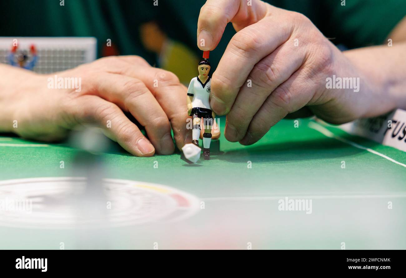 30 January 2024, Bavaria, Nuremberg: A Tipp-Kick figure (from the ...