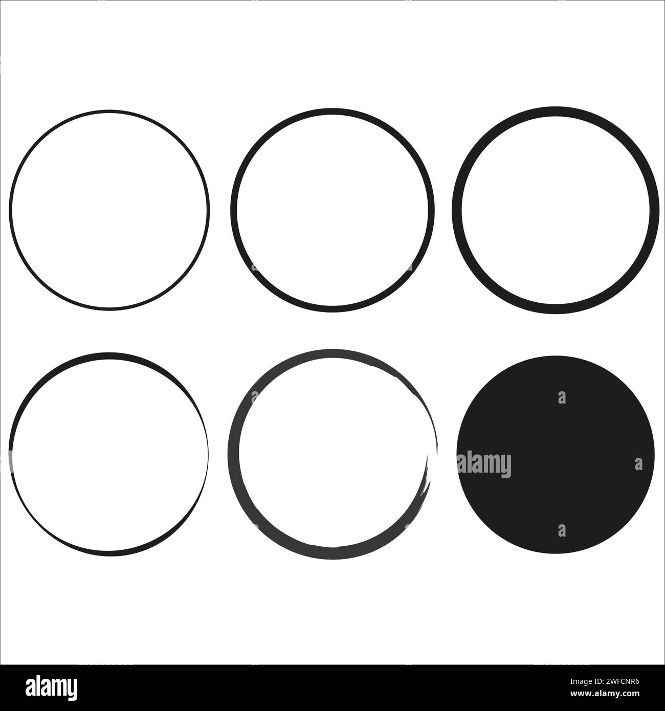 Brush circles. Circle frame set. Round shape. Vector illustration. stock image. EPS 10 Stock ...