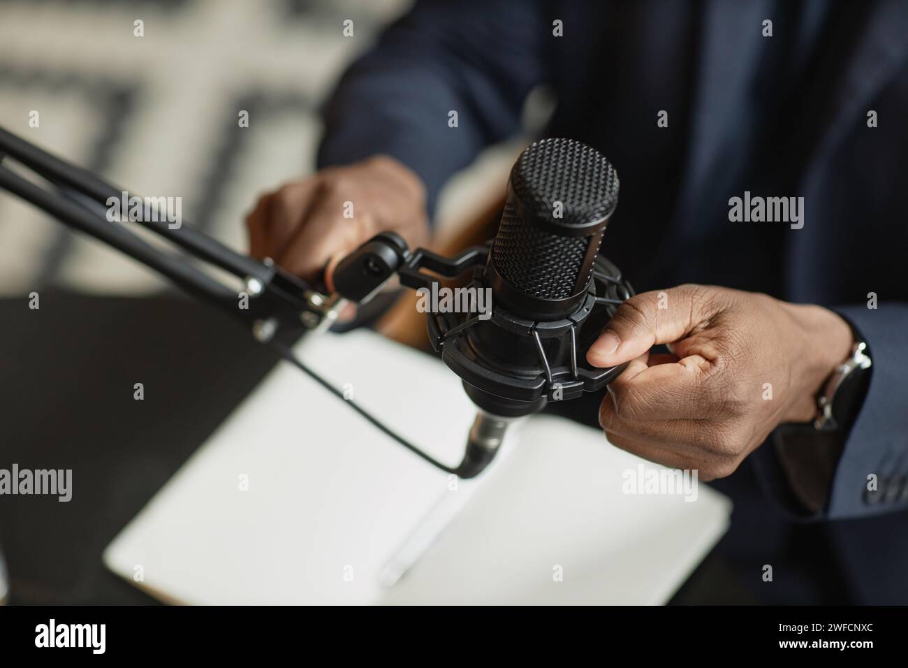 Male Hand Holding Studio Microphone Stock Photo - Alamy