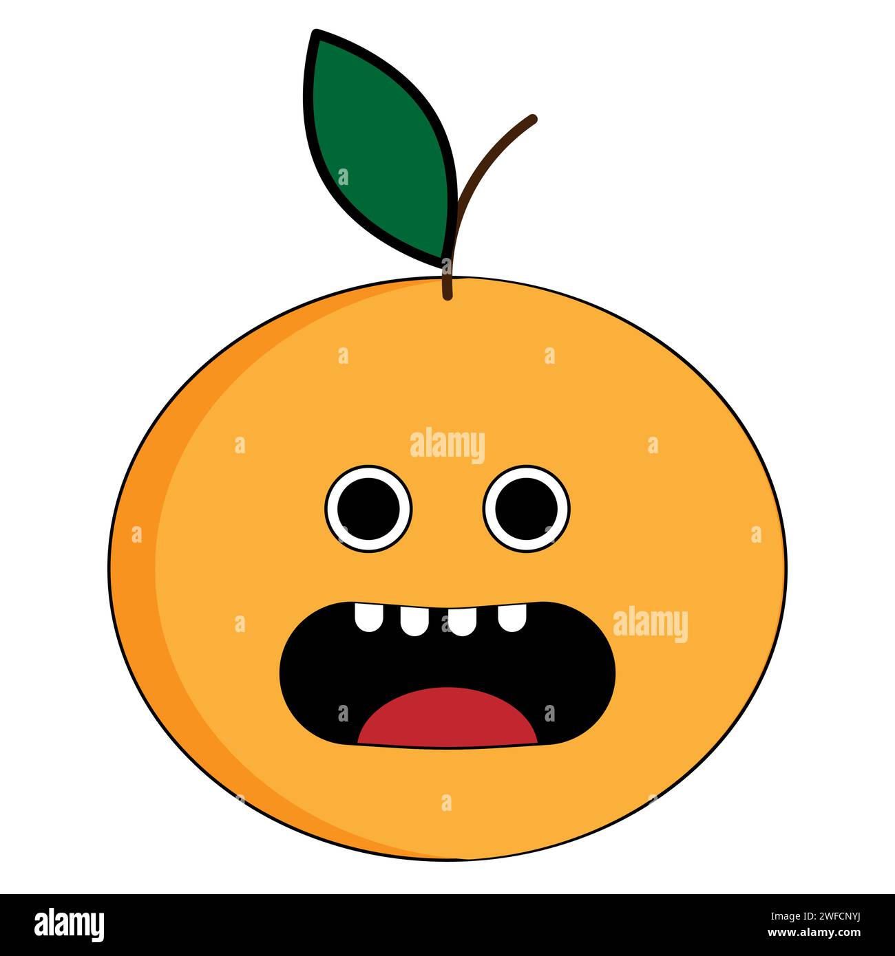 Scared apple. Yellow sign. Cartoon character. Food symbol. Panic attack ...