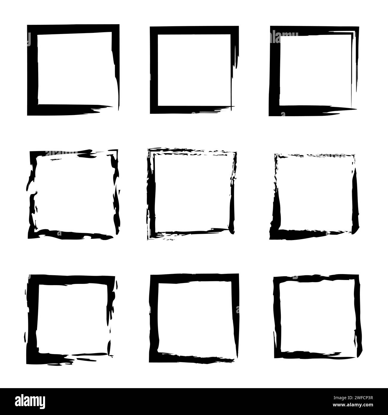 Grunge squares. Decorative border. Ink paint brush stain. Vector ...