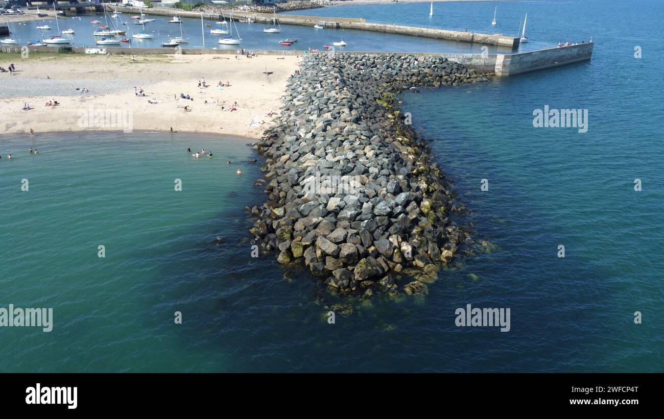 An amazing aerial view of Bray beach in Co. Wicklow, Ireland on a ...