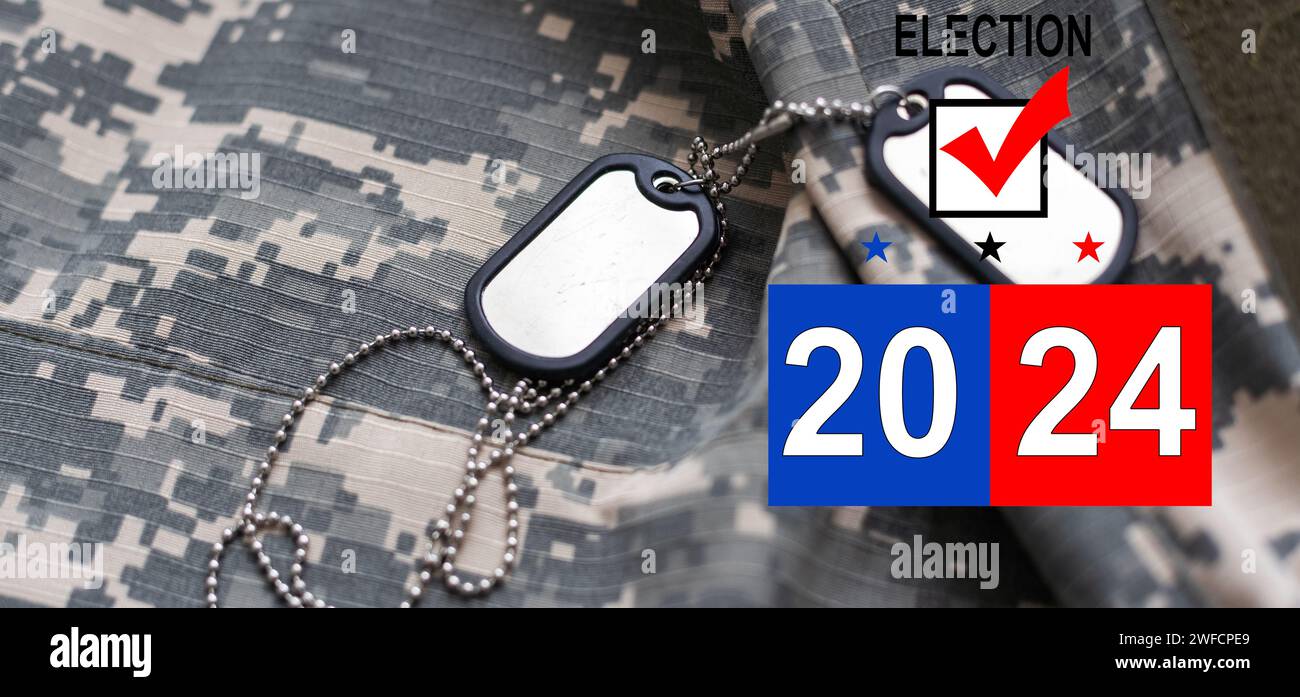 Presidential Election Vote 2024 USA time. army camouflage and badge ...