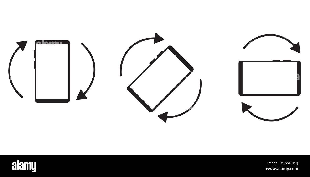 Rotate phone icons for mobile device design. Internet technology. Phone ...